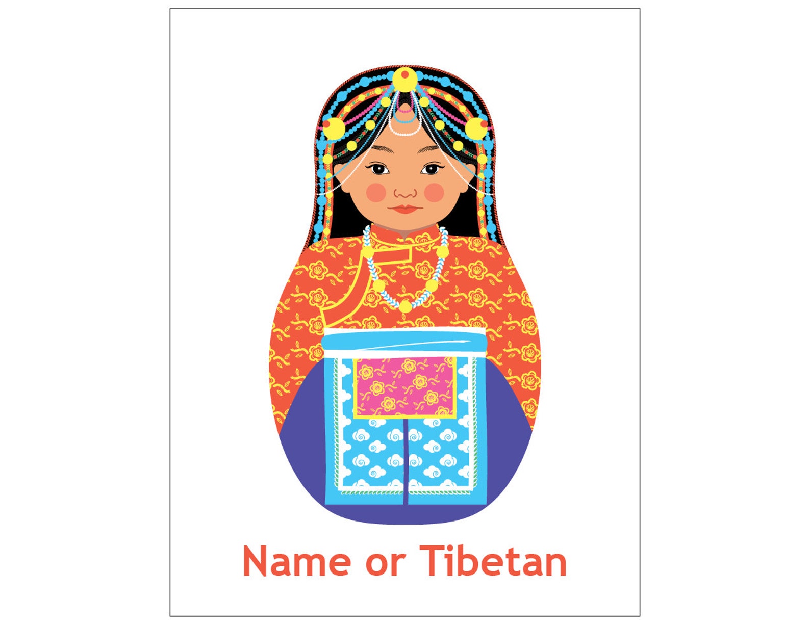 Tibetan Wall Art Print Features Culturally Traditional Dress Etsy