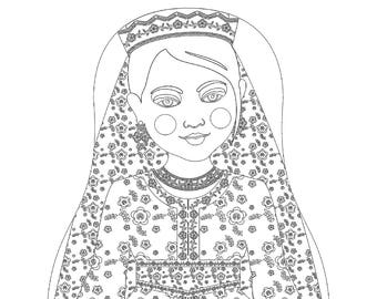 Samoan Coloring Sheet Printable File Traditional Folk Dress | Etsy