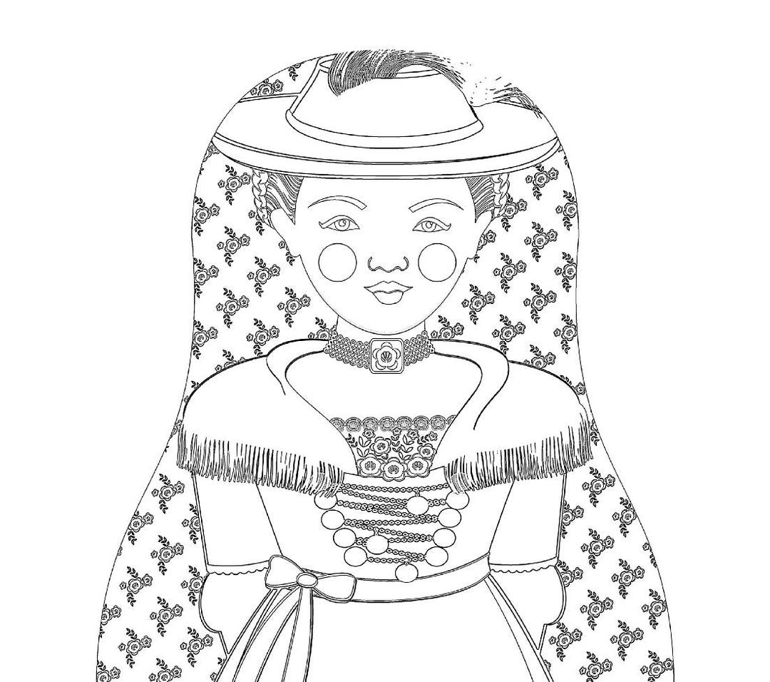 German, Bavarian Coloring Sheet Printable File, Traditional Folk Dress ...