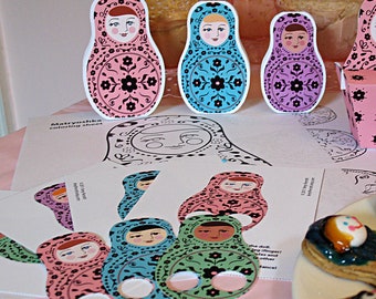 Printable Russian NESTING DOLLS Coloring Page Digital File Instant ...