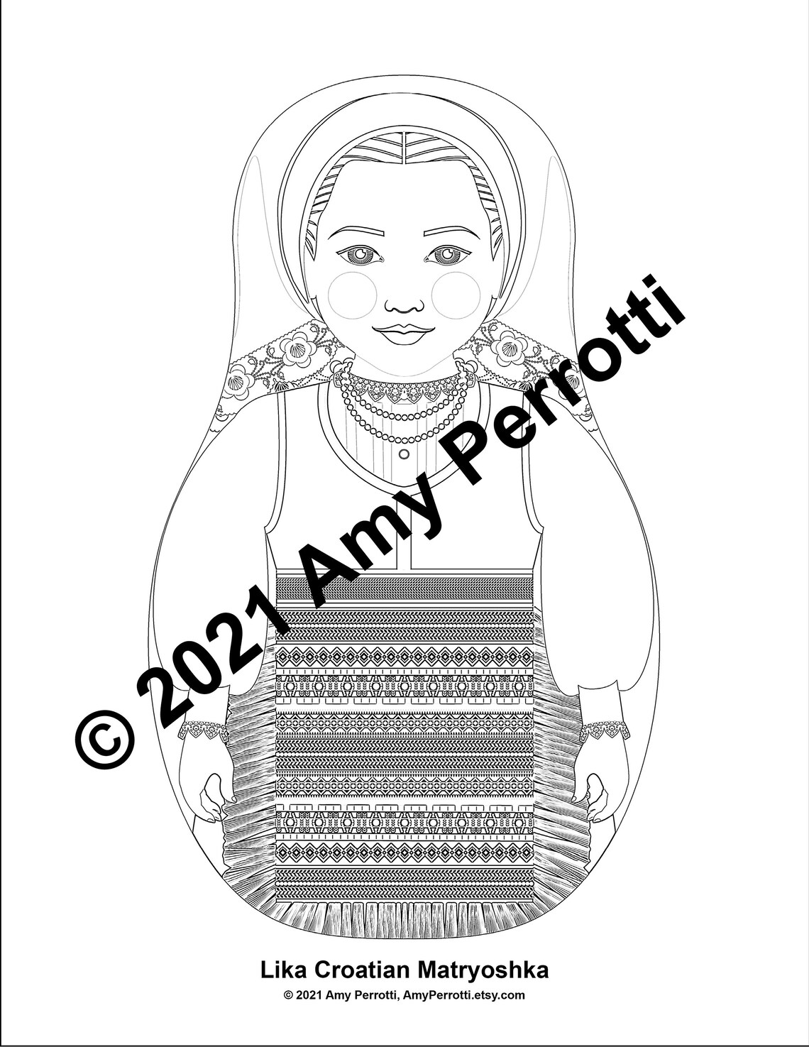 Croatian Lika Coloring Sheet Printable File Traditional Folk - Etsy