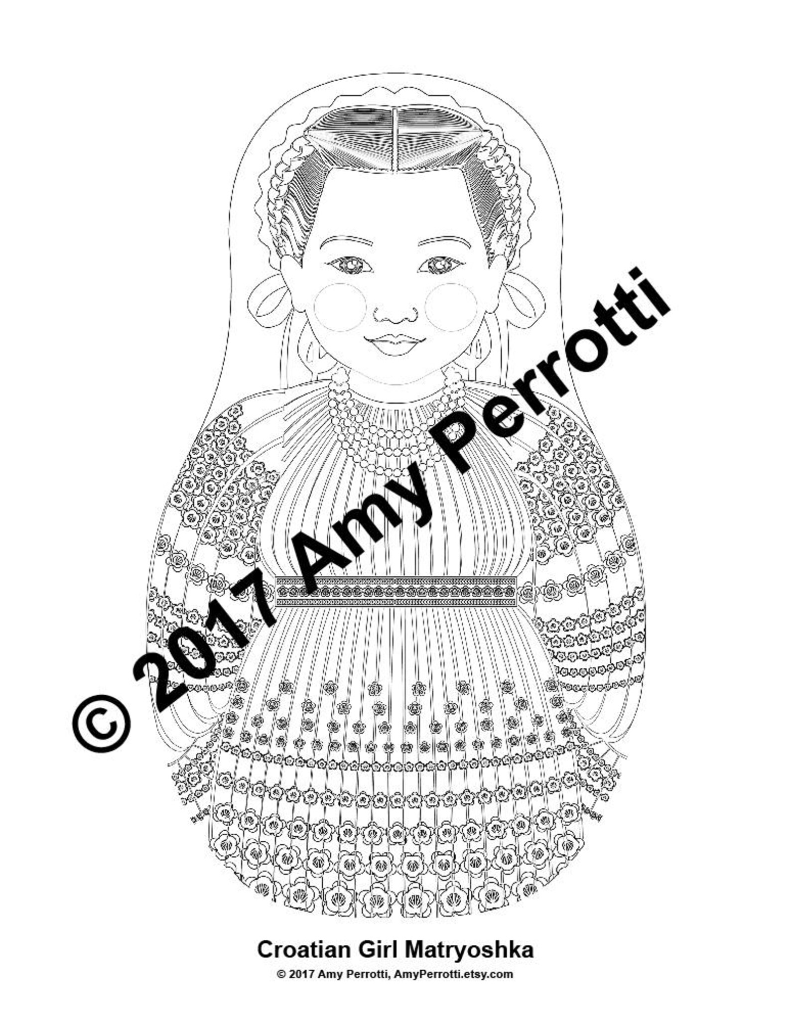Croatian Coloring Sheet Printable File, Traditional Folk Dress ...