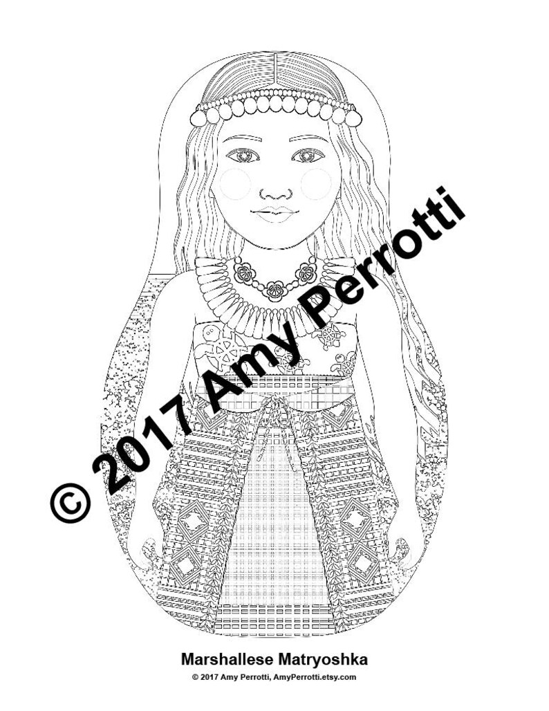 Marshallese Coloring Sheet Printable File, Traditional Folk Dress ...