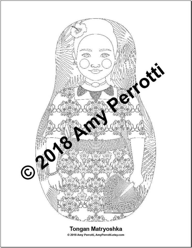 Tongan Coloring Sheet Printable File Traditional Folk Dress - Etsy