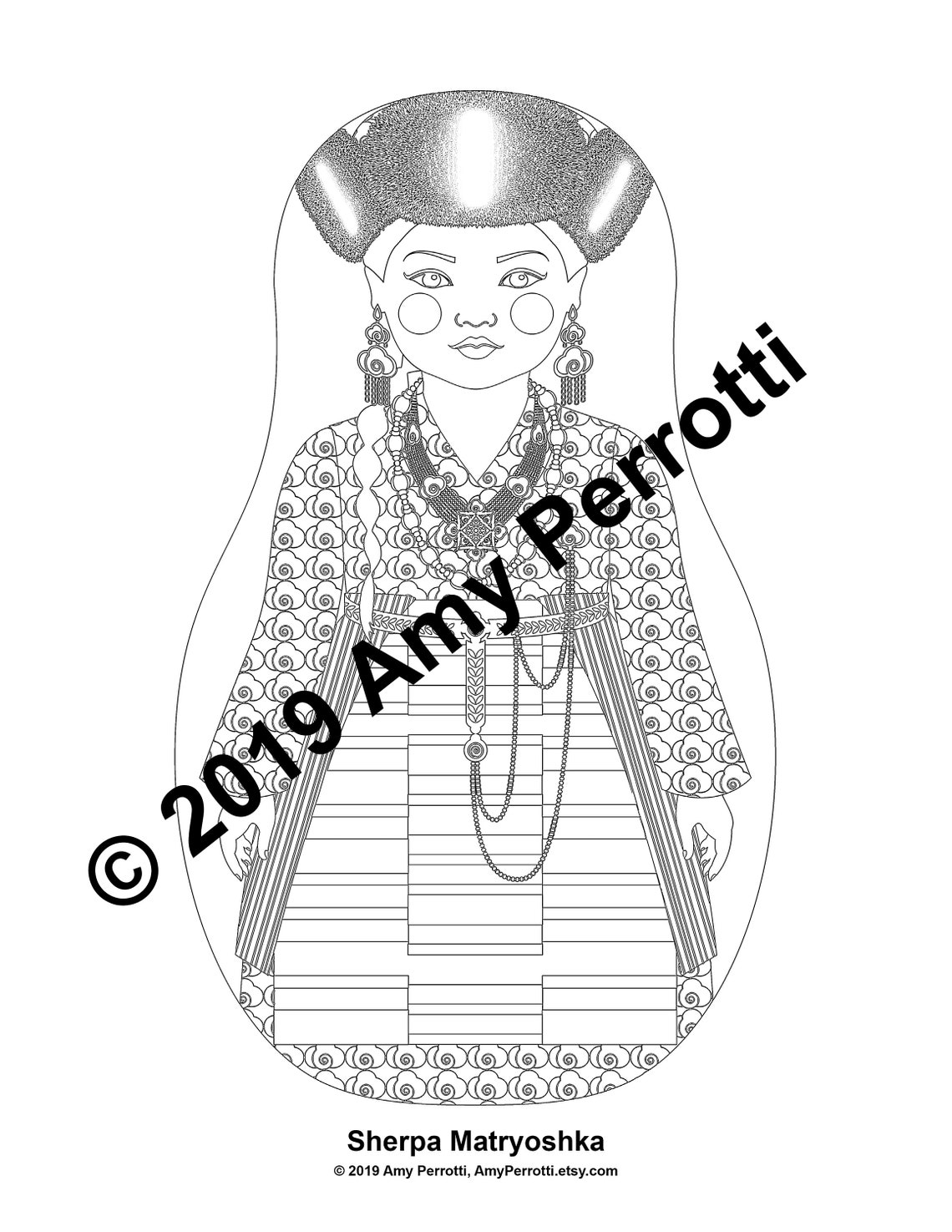 Sherpa Coloring Sheet Printable File Traditional Folk Dress | Etsy