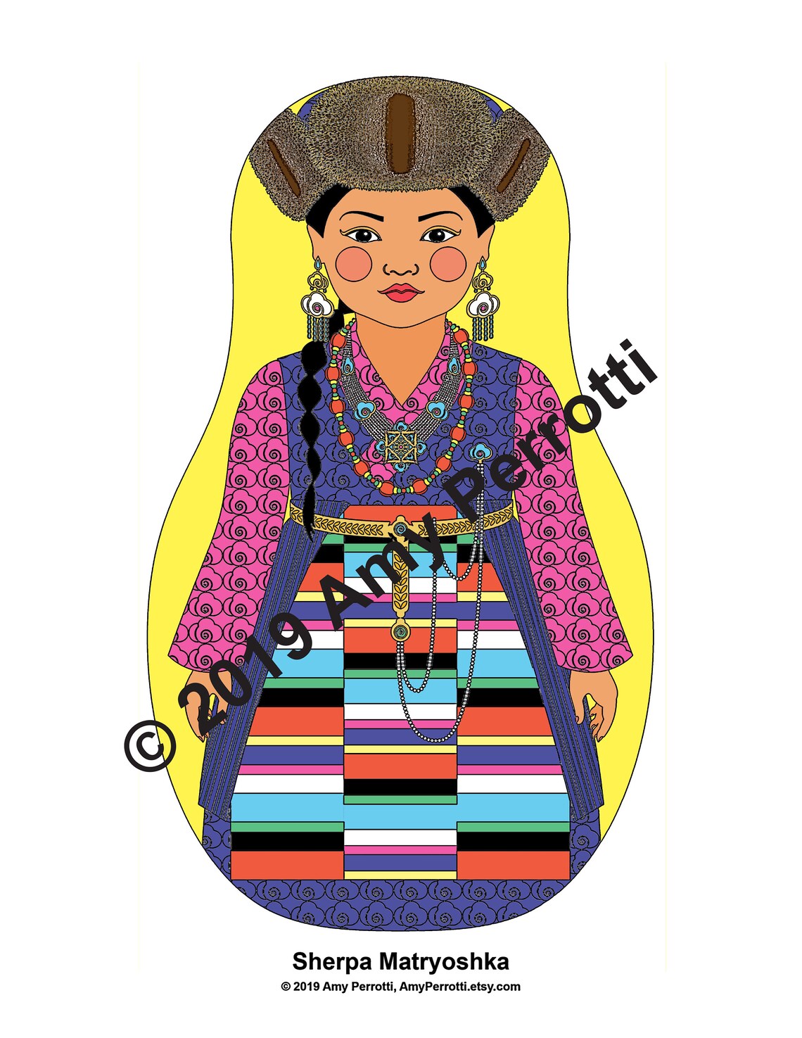 Sherpa Coloring Sheet Printable File Traditional Folk Dress | Etsy