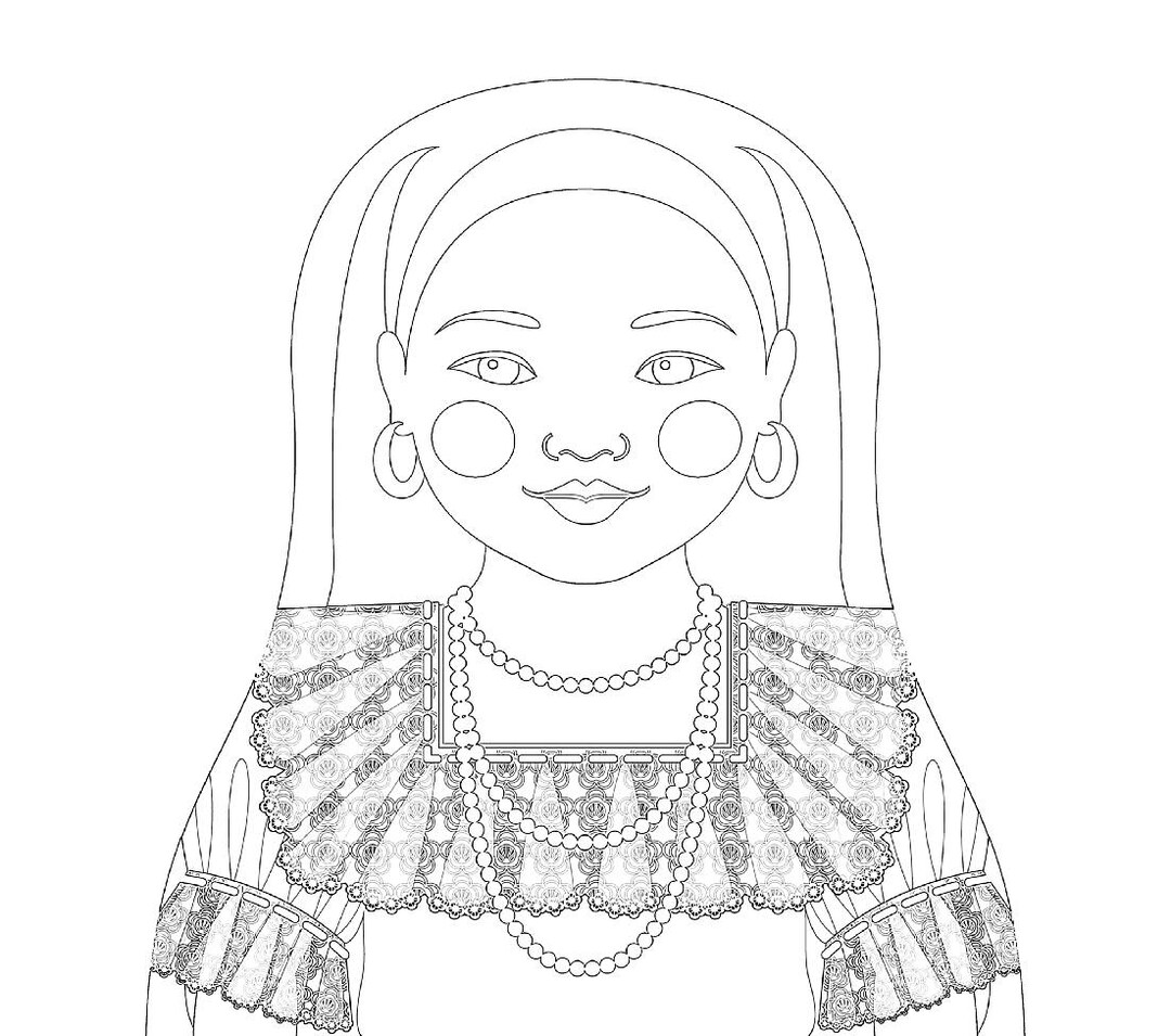 Salvadoran Coloring Sheet Printable File, Traditional Folk Dress ...
