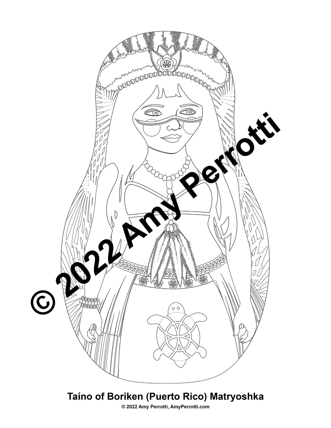 Puerto Rican Taíno Matryoshka Doll Coloring Sheet Printable (PDF File ...