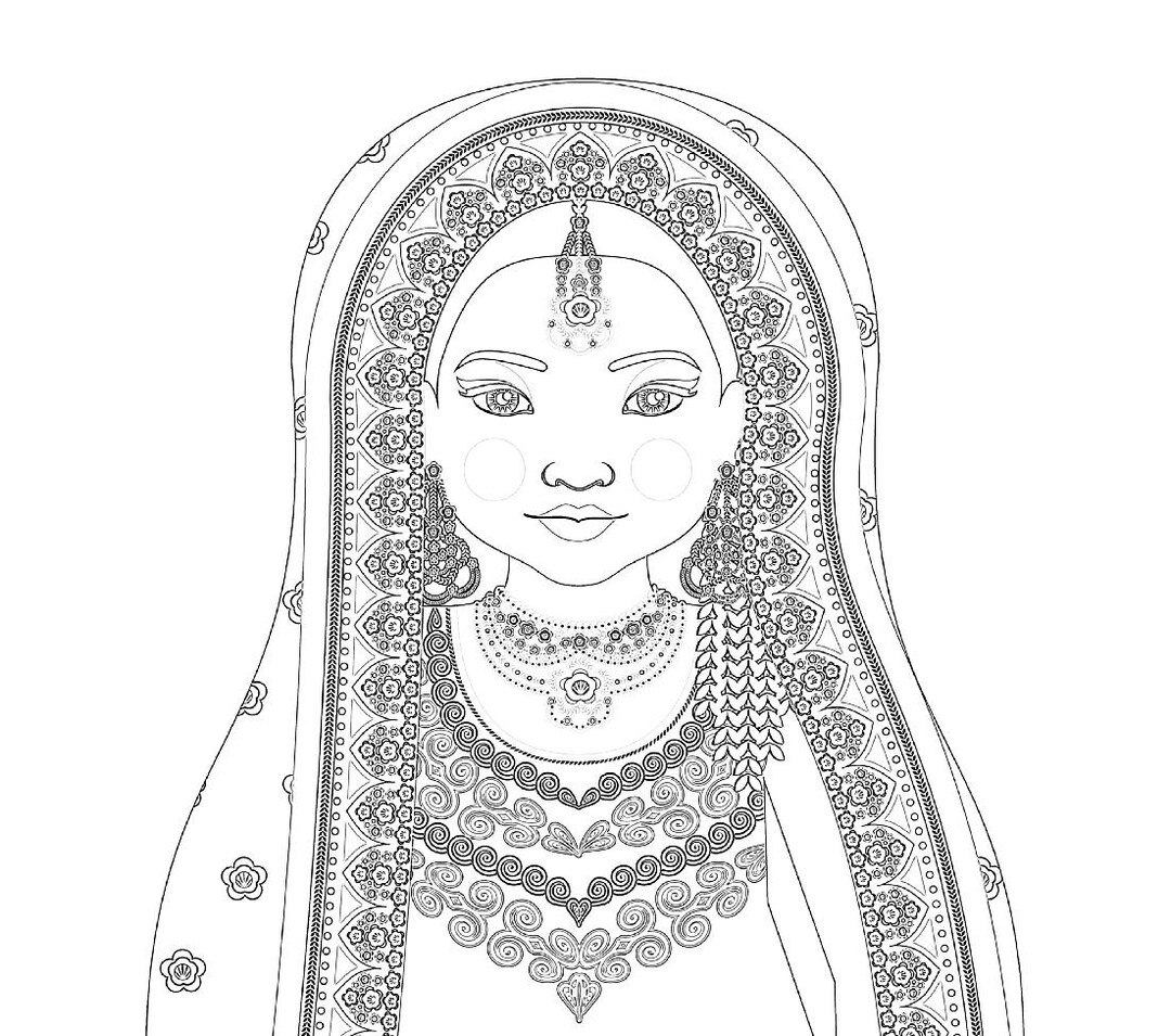 Pakistani Coloring Sheet Printable File, Traditional Folk Dress ...