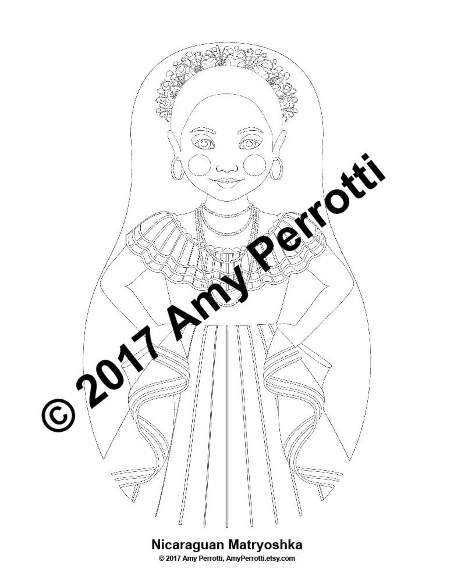 Nicaraguan Coloring Sheet Printable File, Traditional Folk Dress ...