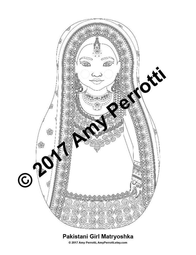 Pakistani Coloring Sheet Printable File, Traditional Folk Dress ...