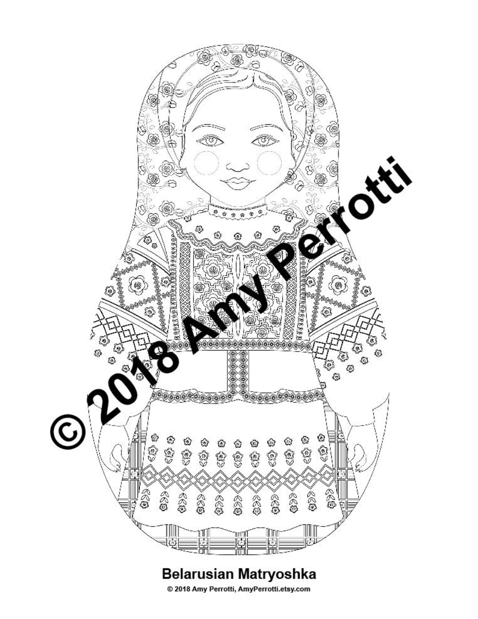 Belarusian Coloring Sheet Printable File, Traditional Folk Dress ...