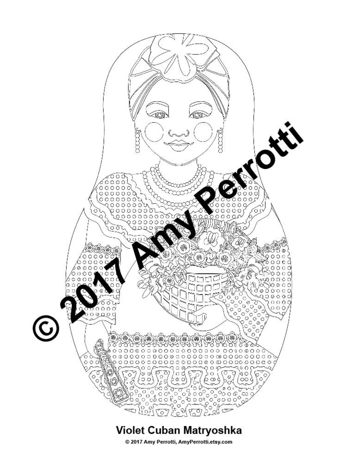 Violet Cuban Coloring Sheet Printable File Traditional Folk - Etsy