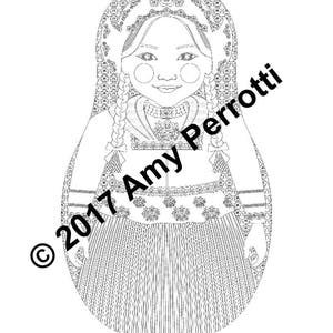 Dutch Coloring Sheet Printable File, Traditional Folk Dress, Matryoshka ...