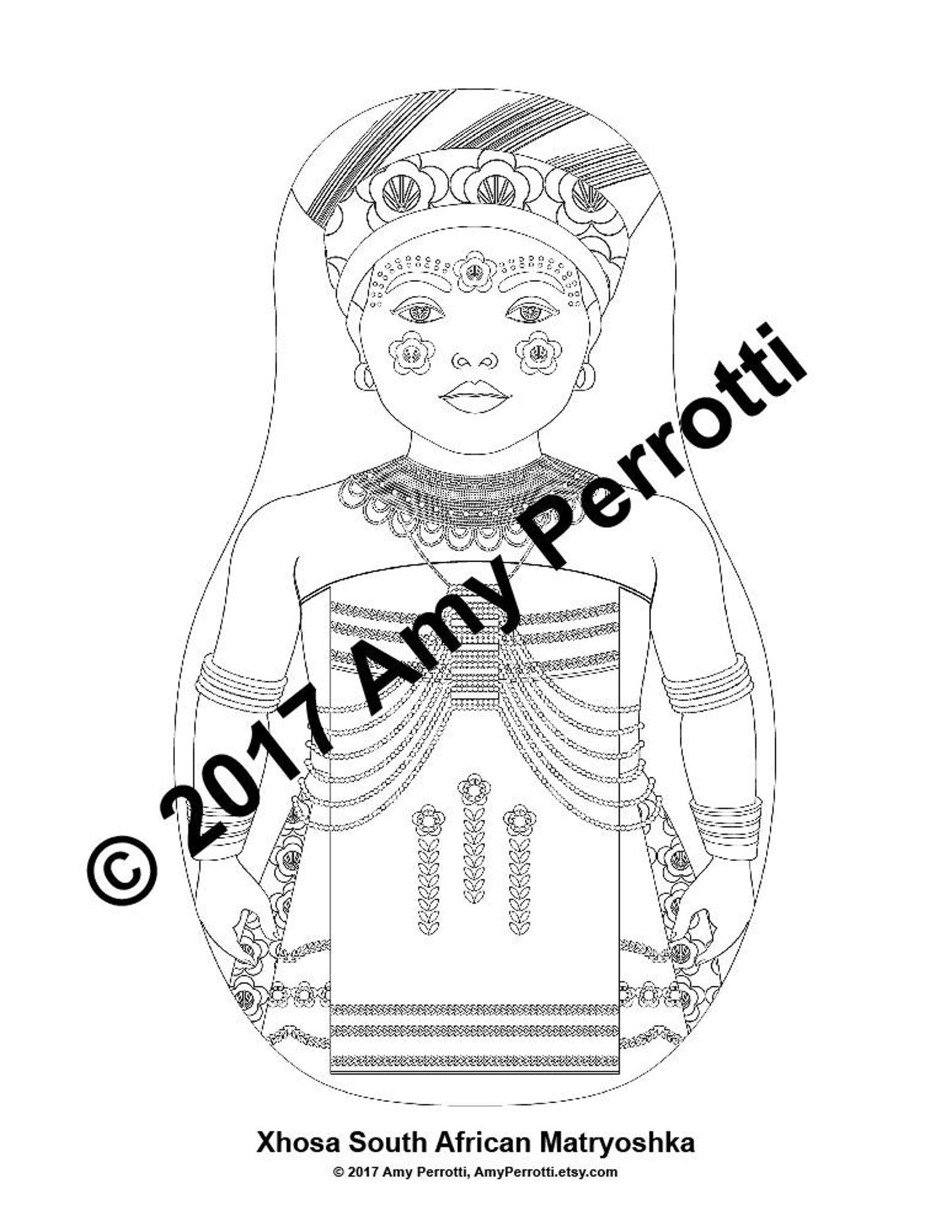 South African, Xhosa Coloring Sheet Printable File, Traditional Folk ...