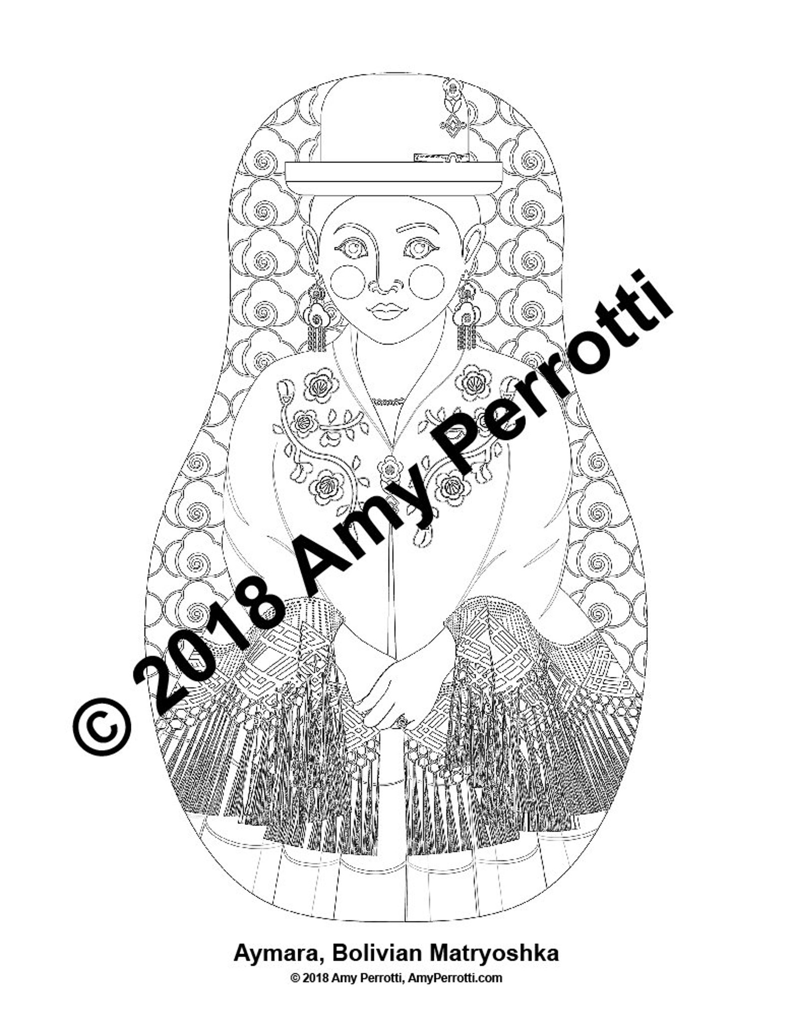 Bolivian, Aymara Coloring Sheet Printable File, Traditional Folk Dress ...