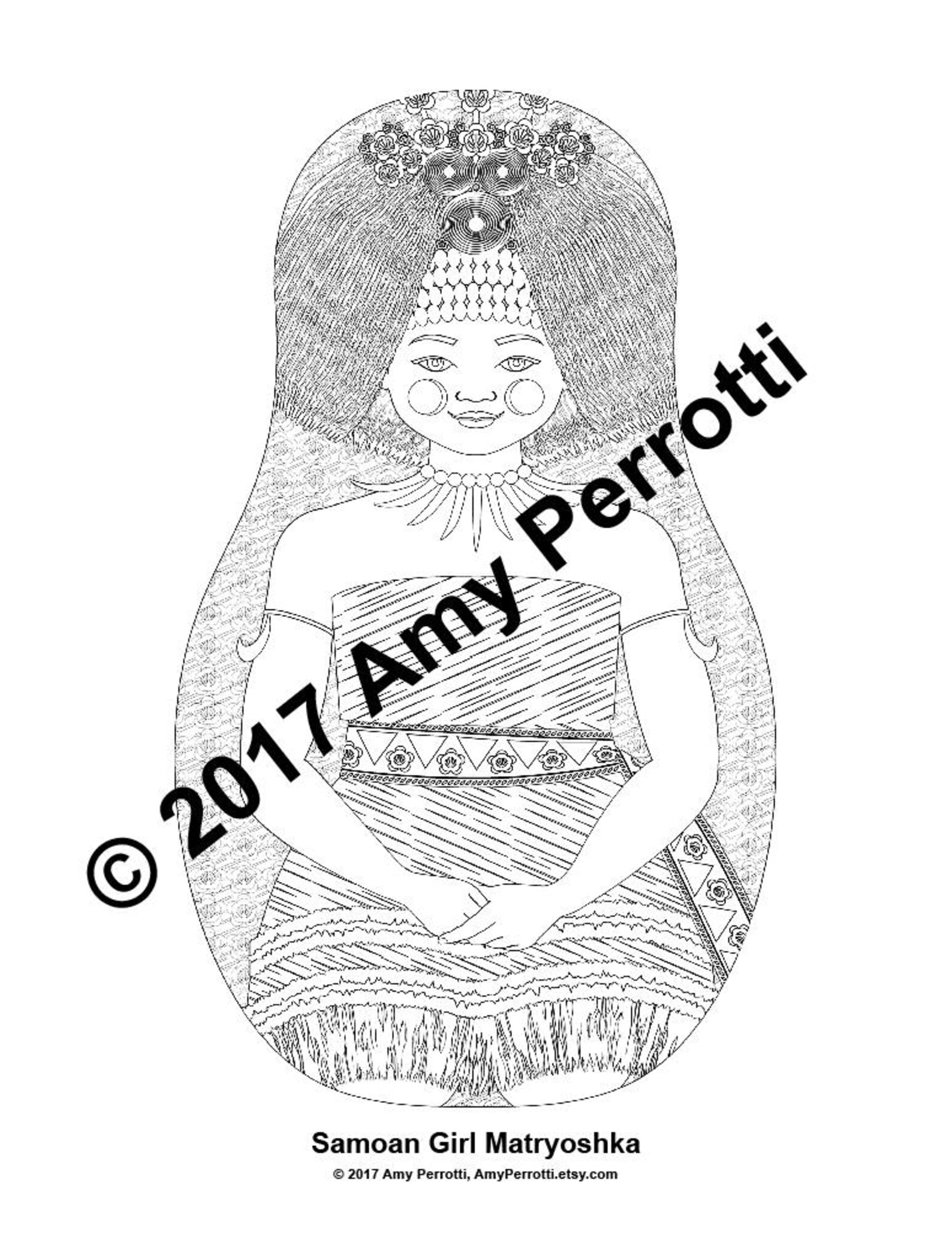 Samoan Coloring Sheet Printable File, Traditional Folk Dress ...