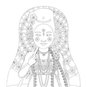 Burmese, Myanmar Coloring Sheet Printable File, Traditional Folk Dress ...