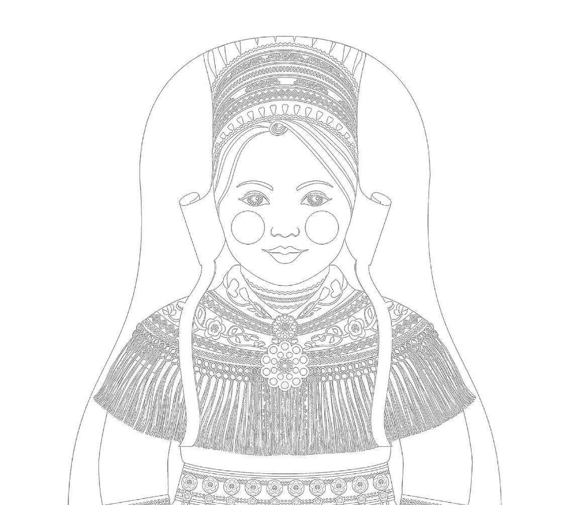 Sami Coloring Sheet Printable File, Traditional Folk Dress, Matryoshka ...