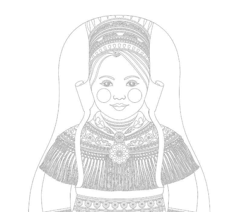Sami Coloring Sheet Printable File, Traditional Folk Dress, Matryoshka ...