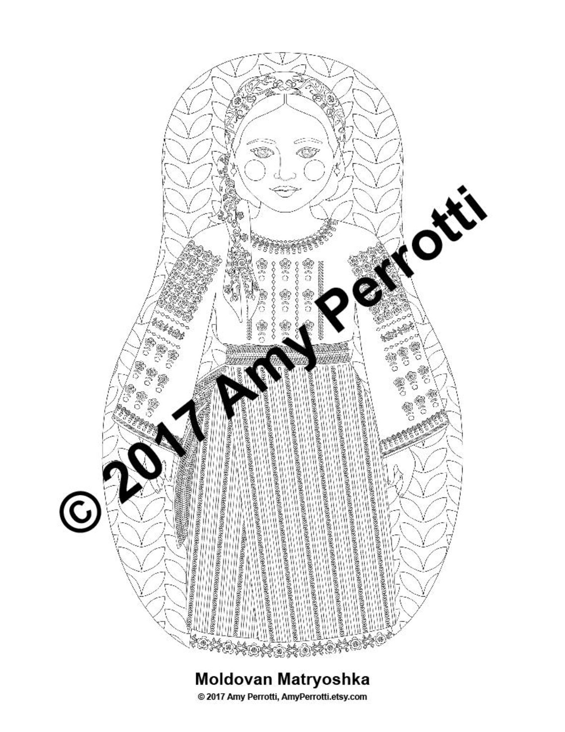 Moldovan Coloring Sheet Printable File, Traditional Folk Dress ...