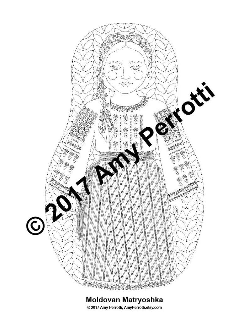 Moldovan Coloring Sheet Printable File, Traditional Folk Dress ...