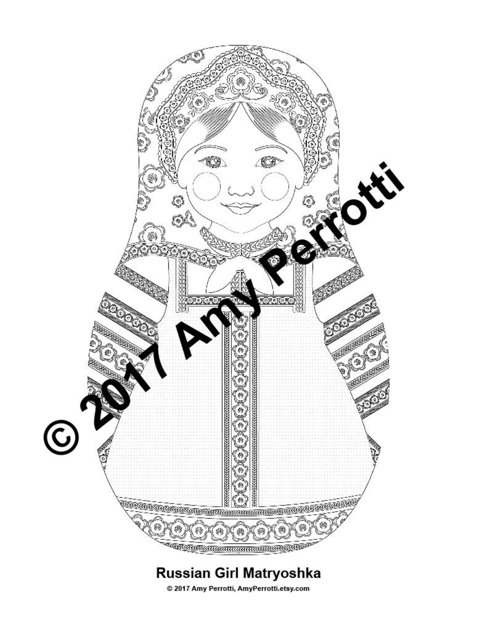 Russian Coloring Sheet Printable File Traditional Folk Dress - Etsy