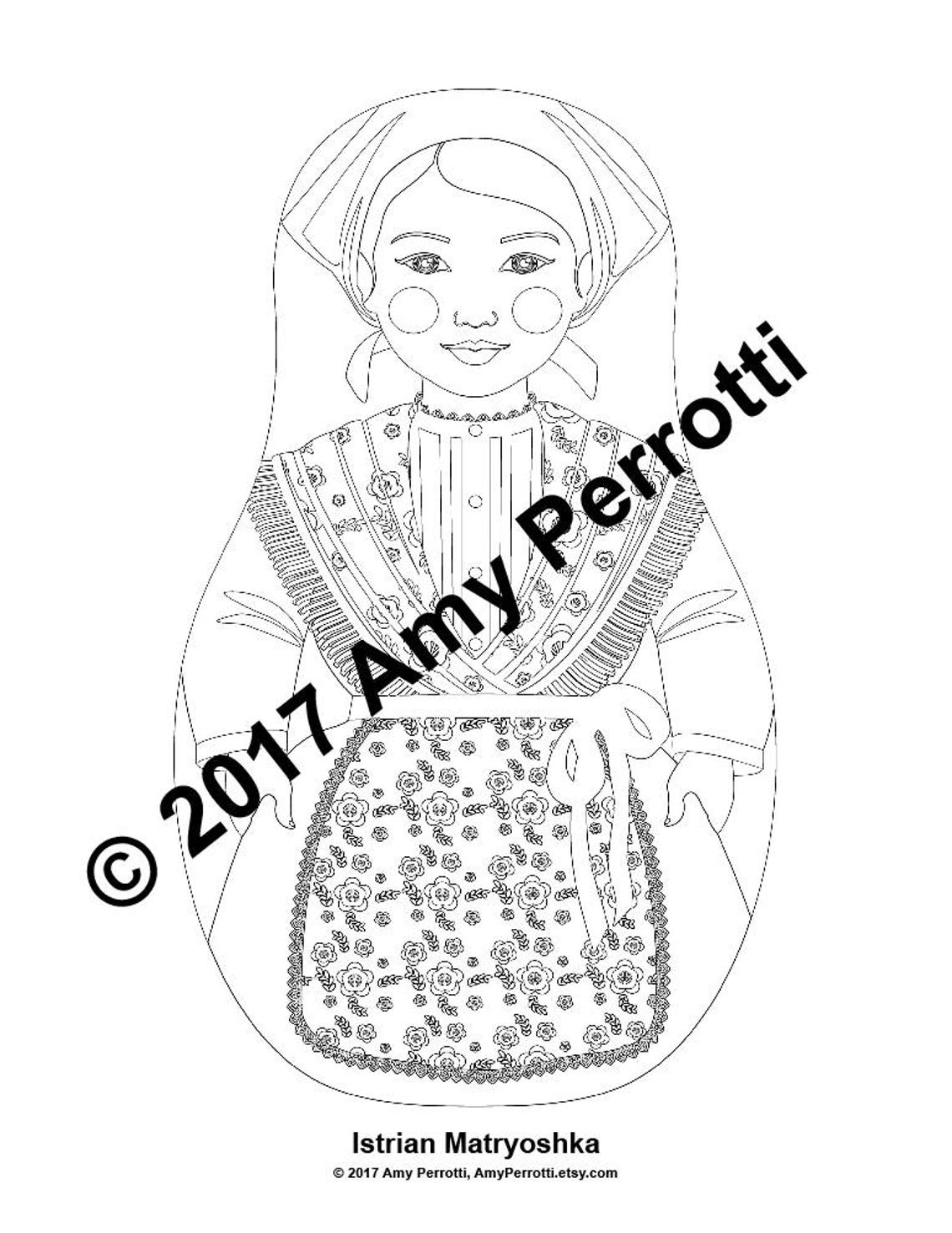 Croatian, Istrian Coloring Sheet Printable File, Traditional Folk Dress ...