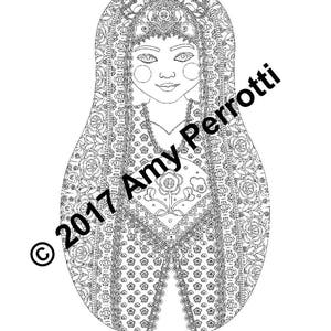 Uzbek Coloring Sheet Printable File, Traditional Folk Dress, Matryoshka ...