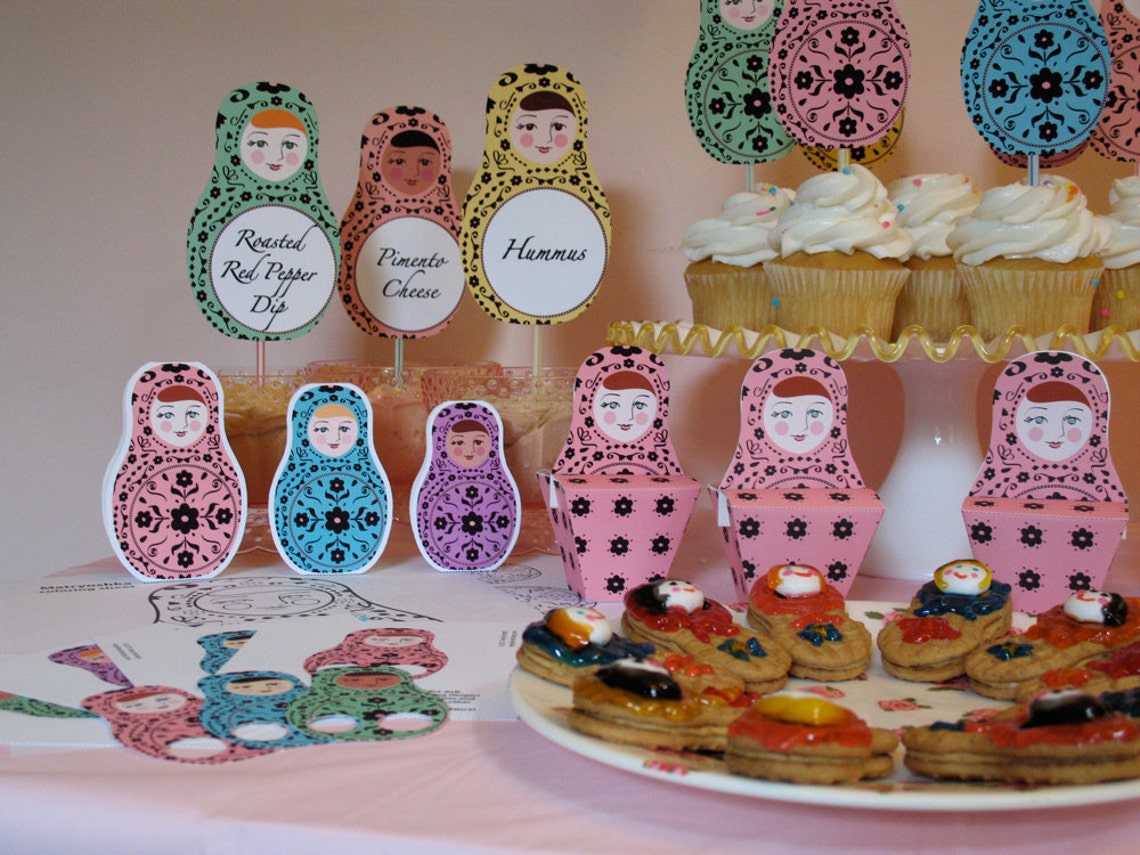 Matryoshka Party Kit Printable Files Russian Dolls Babushka | Etsy