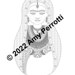 Nepali Bride Coloring Sheet Printable File, Traditional Folk Dress ...