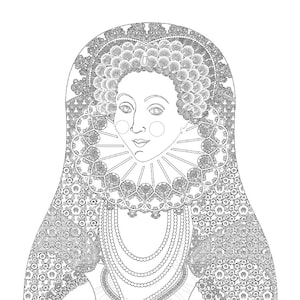 Queen Elizabeth I of England Coloring Sheet Printable File, Matryoshka ...
