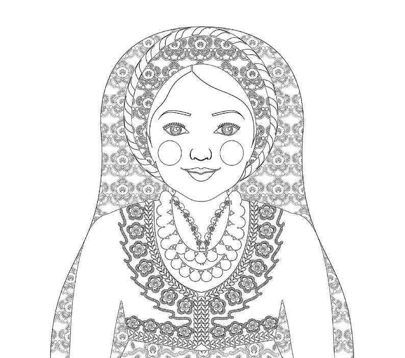 Greek Coloring Sheet Printable File, Traditional Folk Dress, Matryoshka ...
