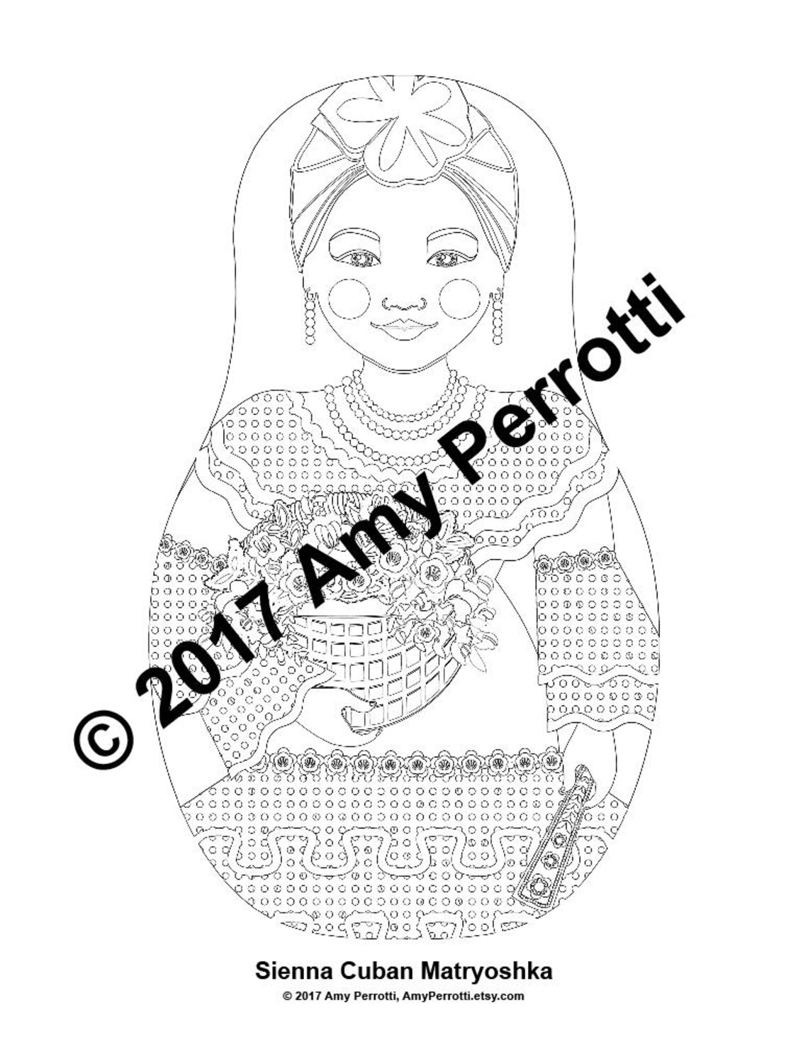 Sienna Cuban Coloring Sheet Printable File Traditional Folk | Etsy