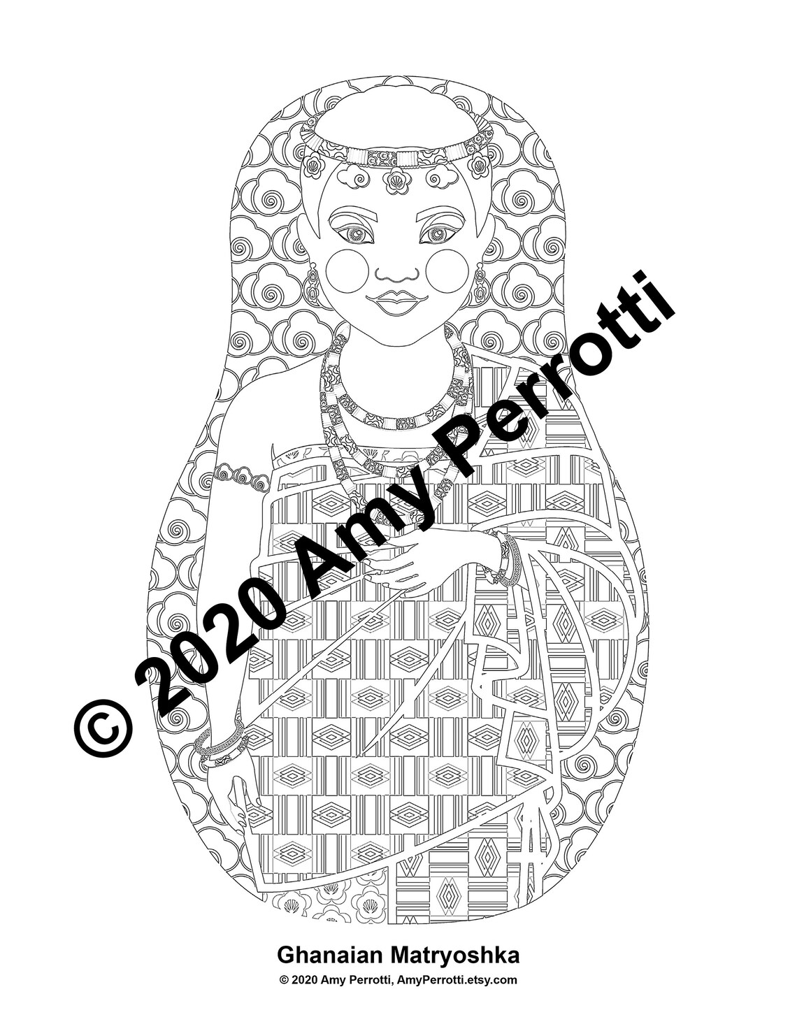 Ghanaian Coloring Sheet Printable File Traditional Folk - Etsy