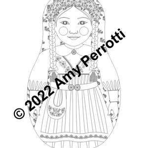Swede Coloring Sheet Printable File, Traditional Folk Dress, Matryoshka ...