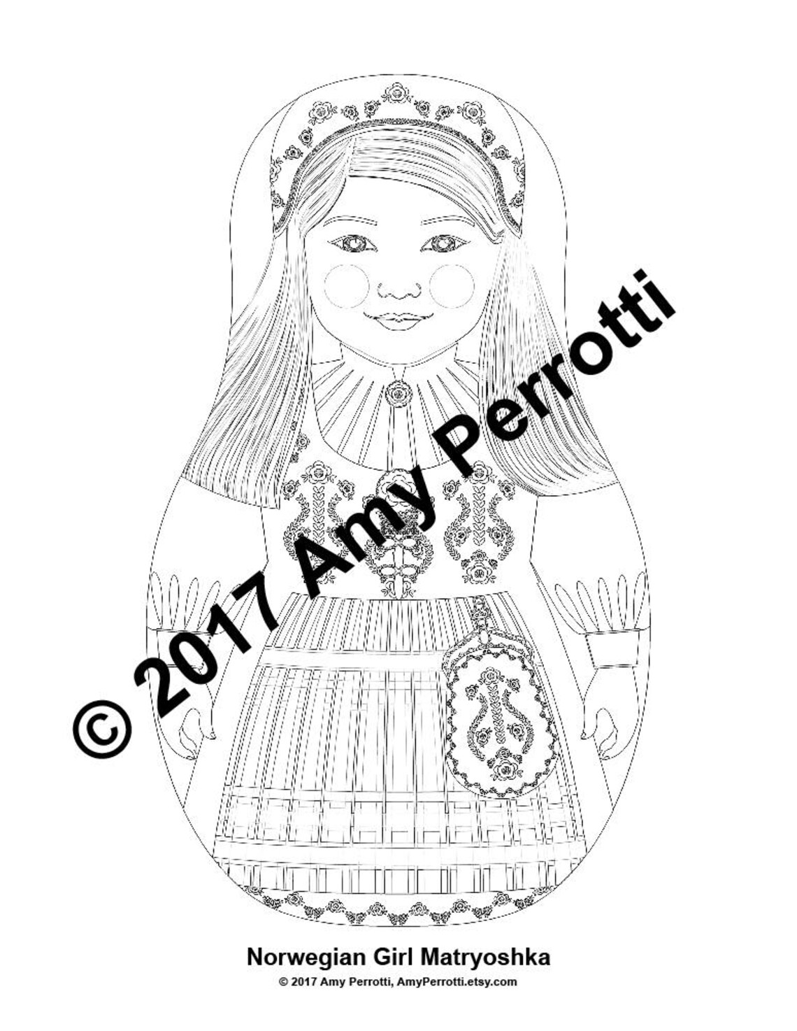 Norwegian Coloring Sheet Printable File, Traditional Folk Dress ...