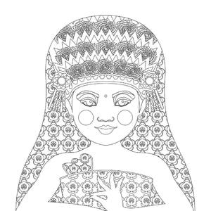 Balinese Dancer Coloring Sheet Printable File, Traditional Folk Dress ...