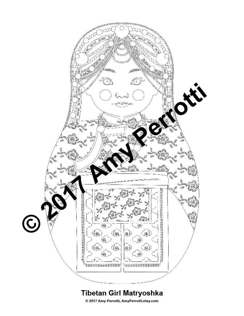 Tibetan Coloring Sheet Printable File, Traditional Folk Dress ...