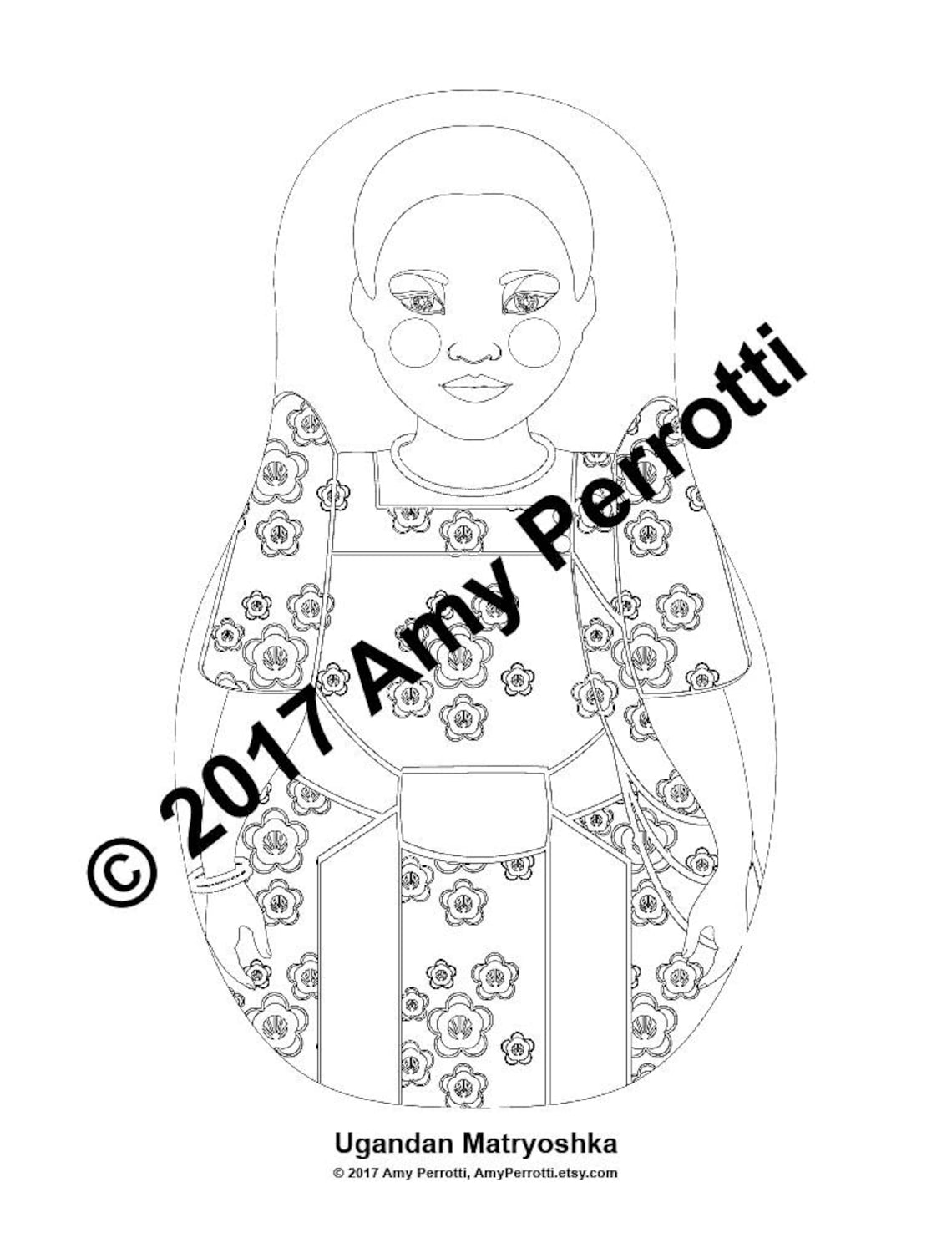 Ugandan Coloring Sheet Printable File, Traditional Folk Dress ...