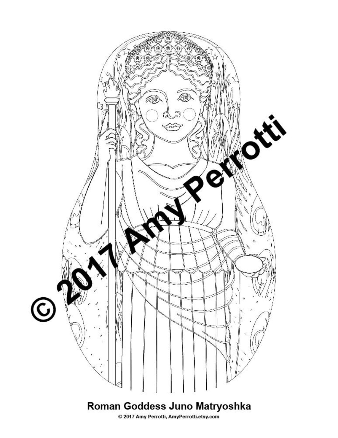 Roman Goddess Juno Coloring Sheet Printable File Traditional - Etsy