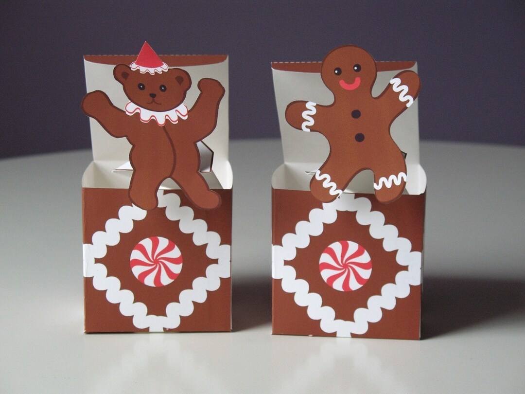 Teddy Bear and Gingerbread Man, Jack in the Box Pop up DIY Paper ...