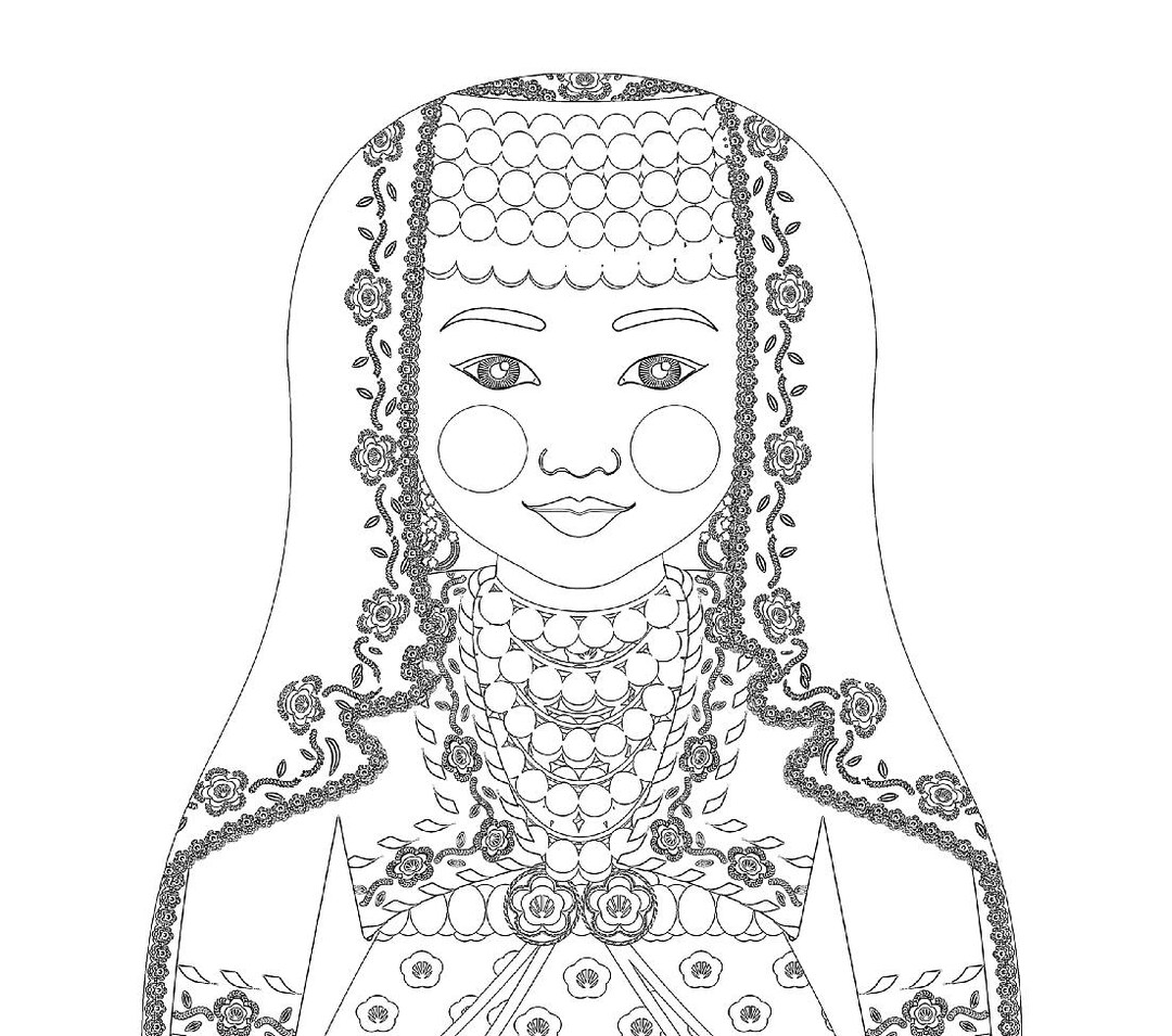 Turk Bride Coloring Sheet Printable File, Traditional Folk Dress ...