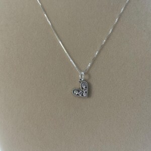 Heart Charm on Sterling Silver Box Chain Handmade Necklace; Heart ...
