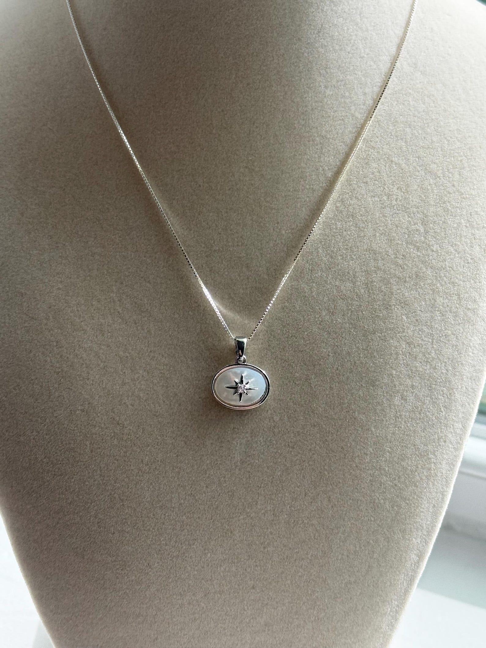 Shell Pearl North Star Pendant Necklace; Polaris, North Star Pendant on ...
