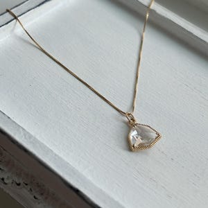 14K Gold Filled Unique Clear Glass Pendant Handmade Necklace; Gold ...