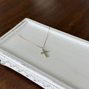 Blue Abalone Shell Cross Pendant on 14K Gold Filled Curb or Box Chain ...
