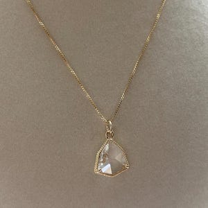 14K Gold Filled Unique Clear Glass Pendant Handmade Necklace; Gold ...