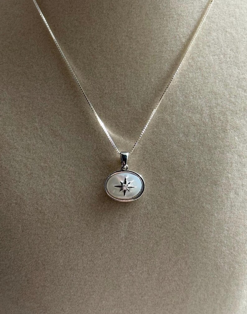 Shell Pearl North Star Pendant Necklace; Polaris, North Star Pendant on ...