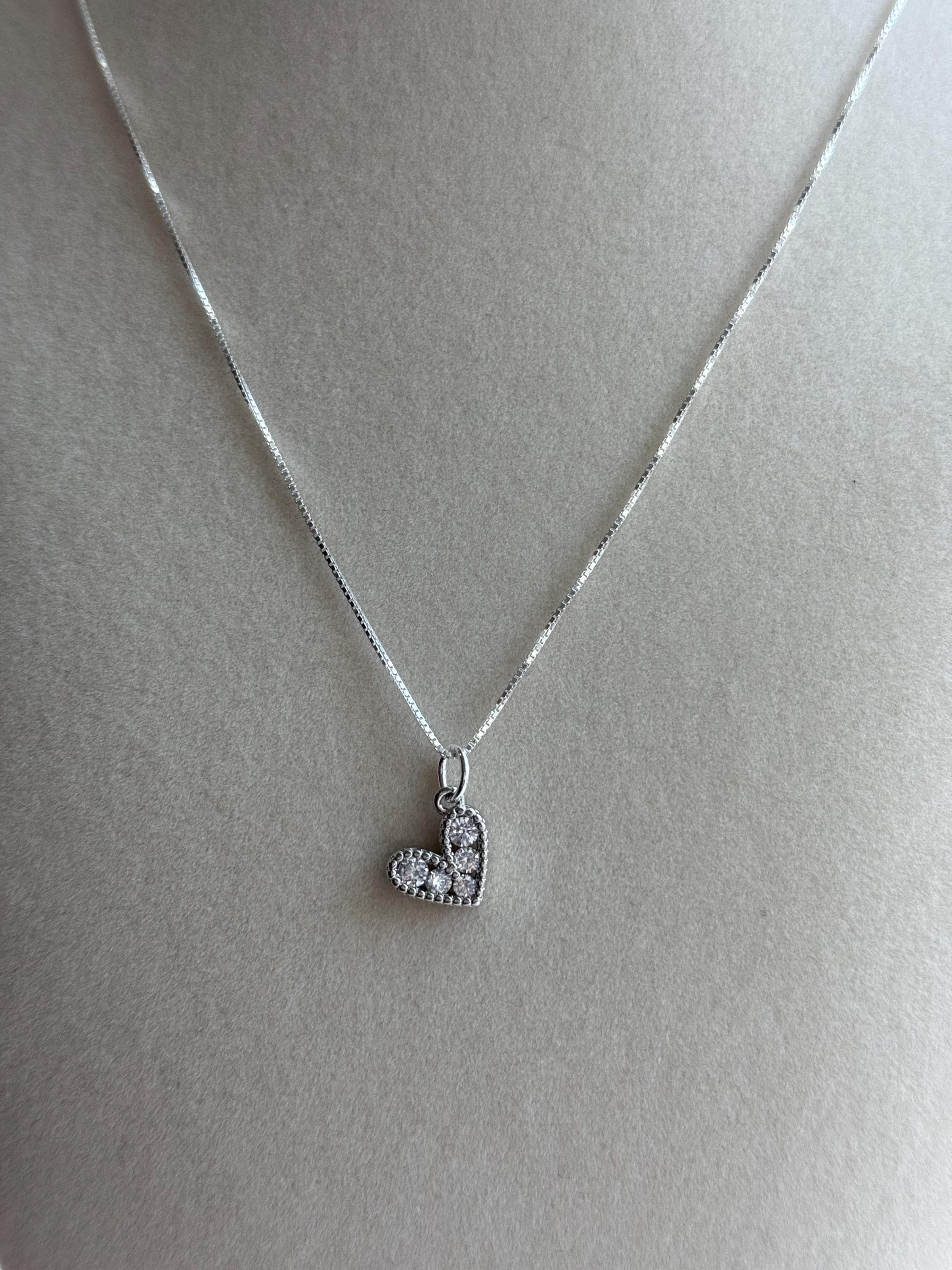 Heart Charm on Sterling Silver Box Chain Handmade Necklace; Heart ...